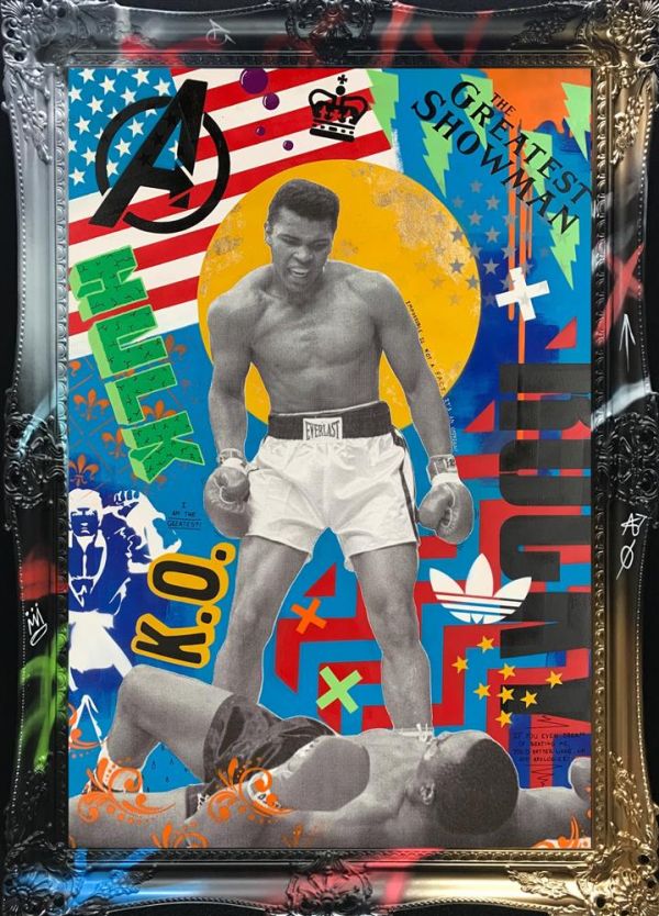 Hue Folk - 'The Boxing Showman' - Framed Original Art — New Look Art