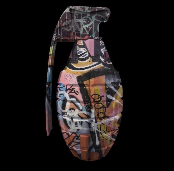 Monica Vincent - 'Graffiti Grenade' - Framed Original — New Look Art